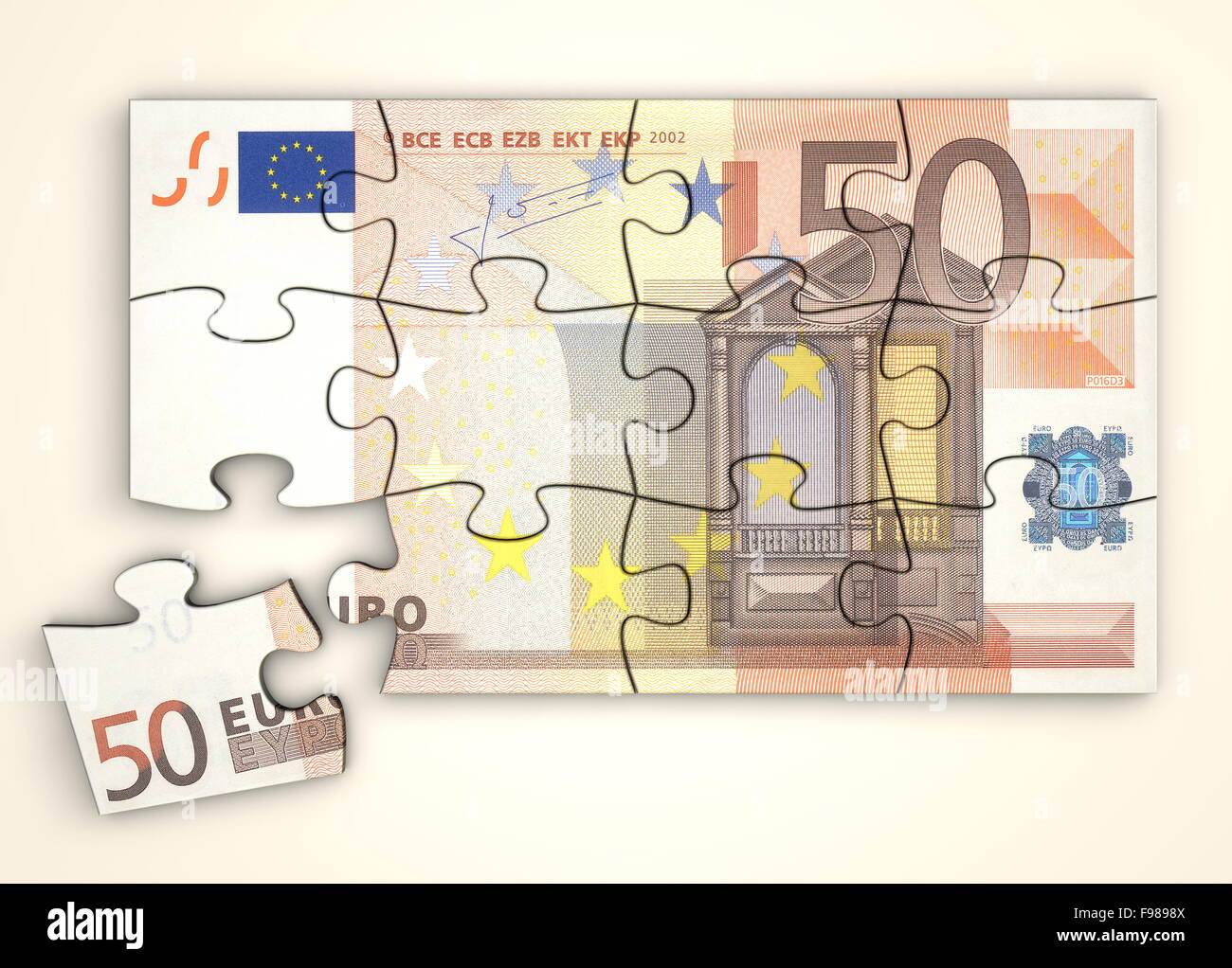 50 Euro Note Puzzle - Top View Stock Photo - Alamy