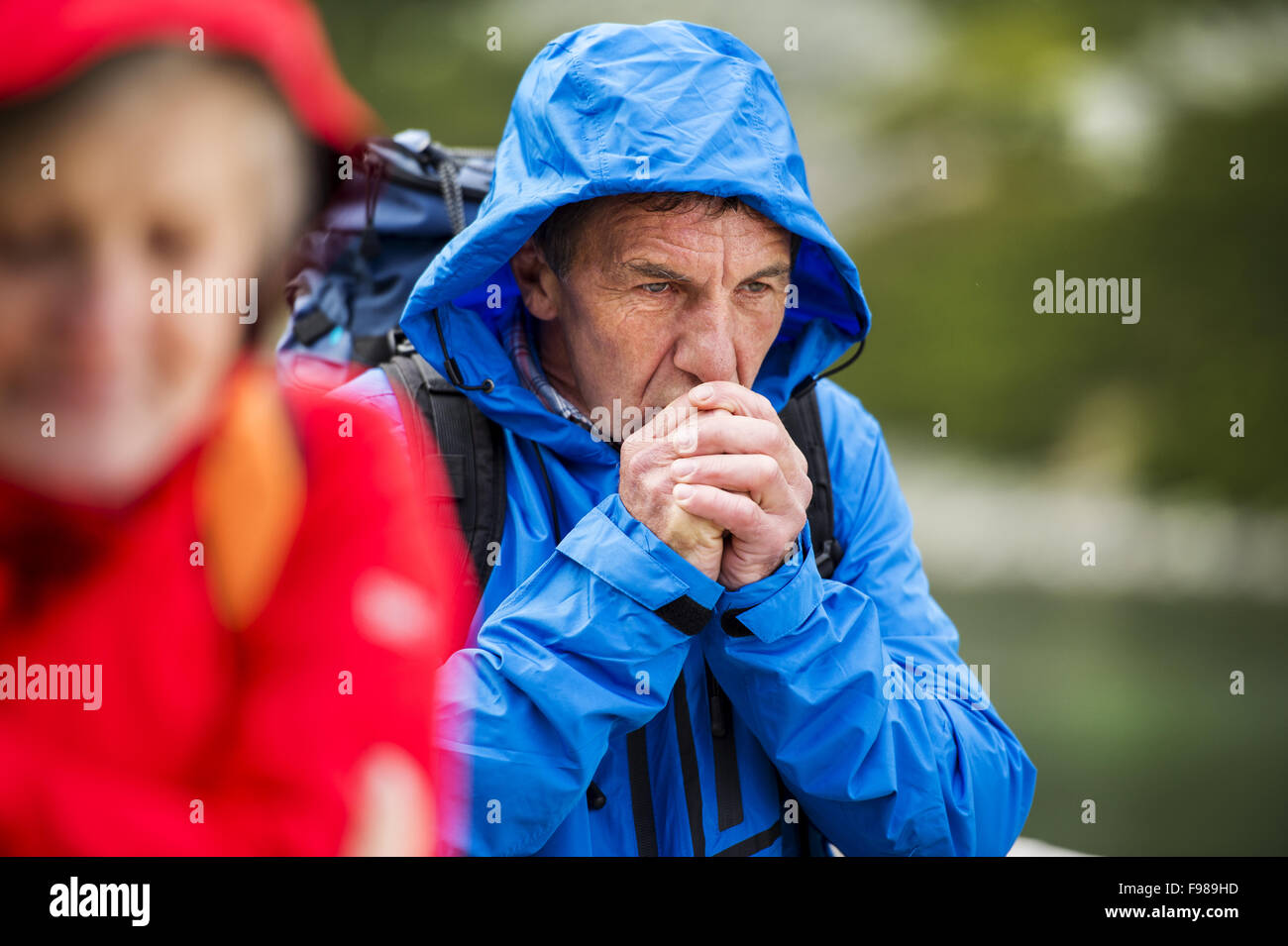 Hiking woman in cold weather hi-res stock photography and images - Alamy