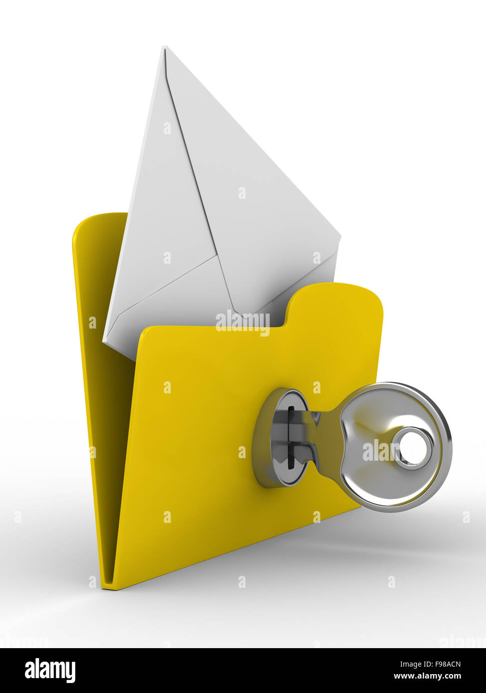 Yellow computer folder with mail on white background. Isolated 3 Stock ...