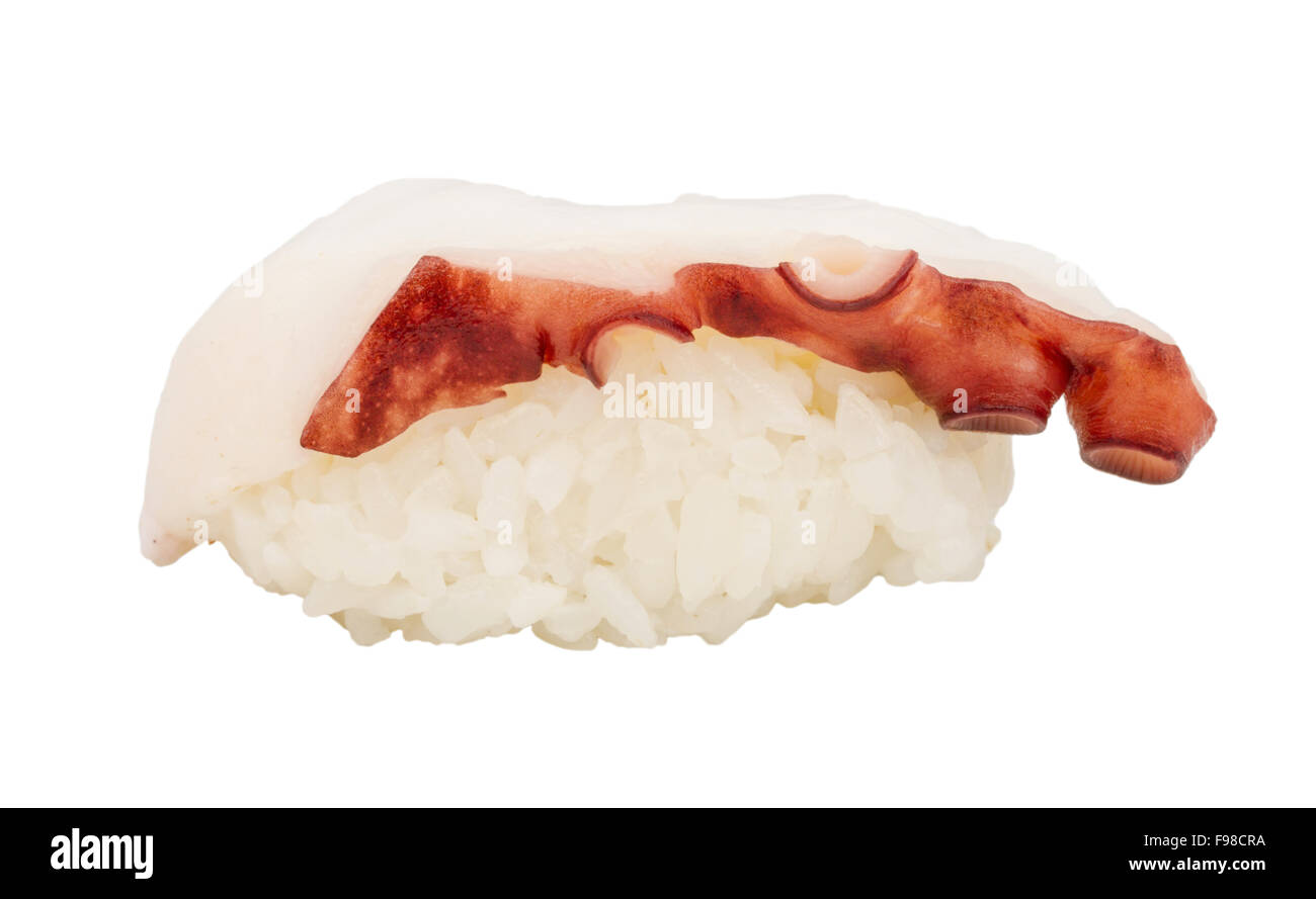 Japanese sushi with meat octopus on a white background Stock Photo - Alamy