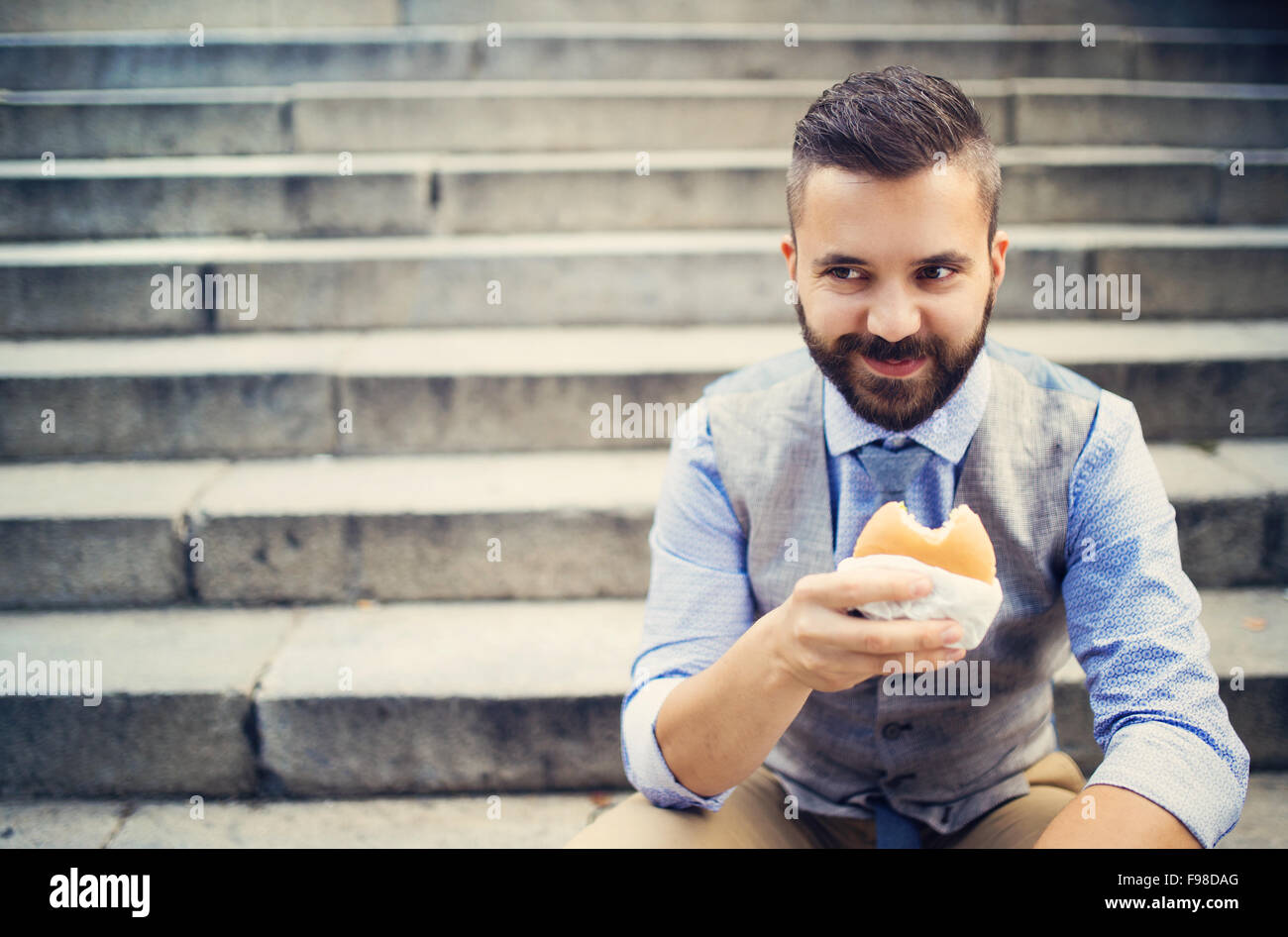Man eating stairs hi-res stock photography and images - Alamy