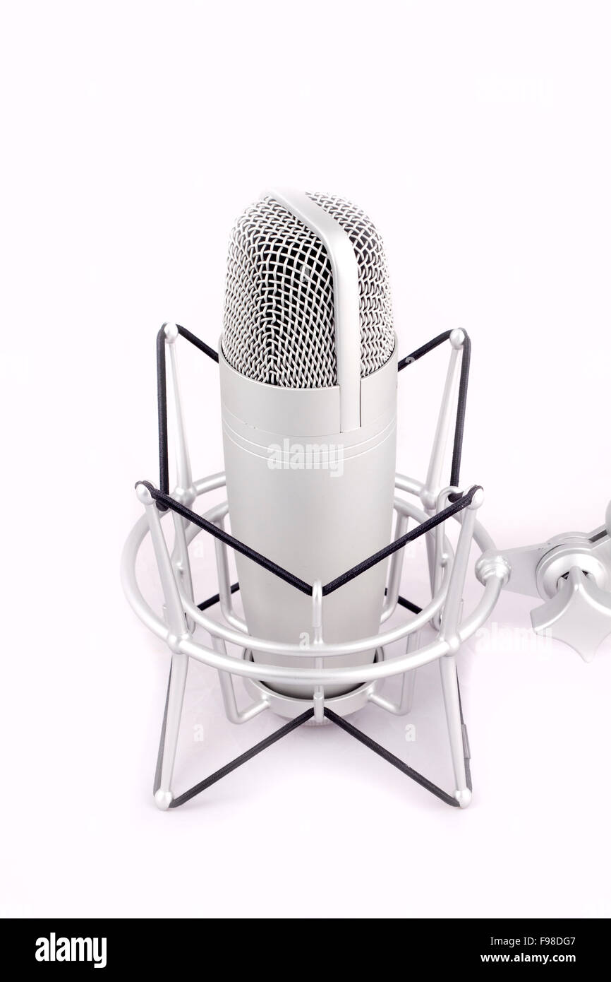 Professional studio microphone on white background Stock Photo - Alamy