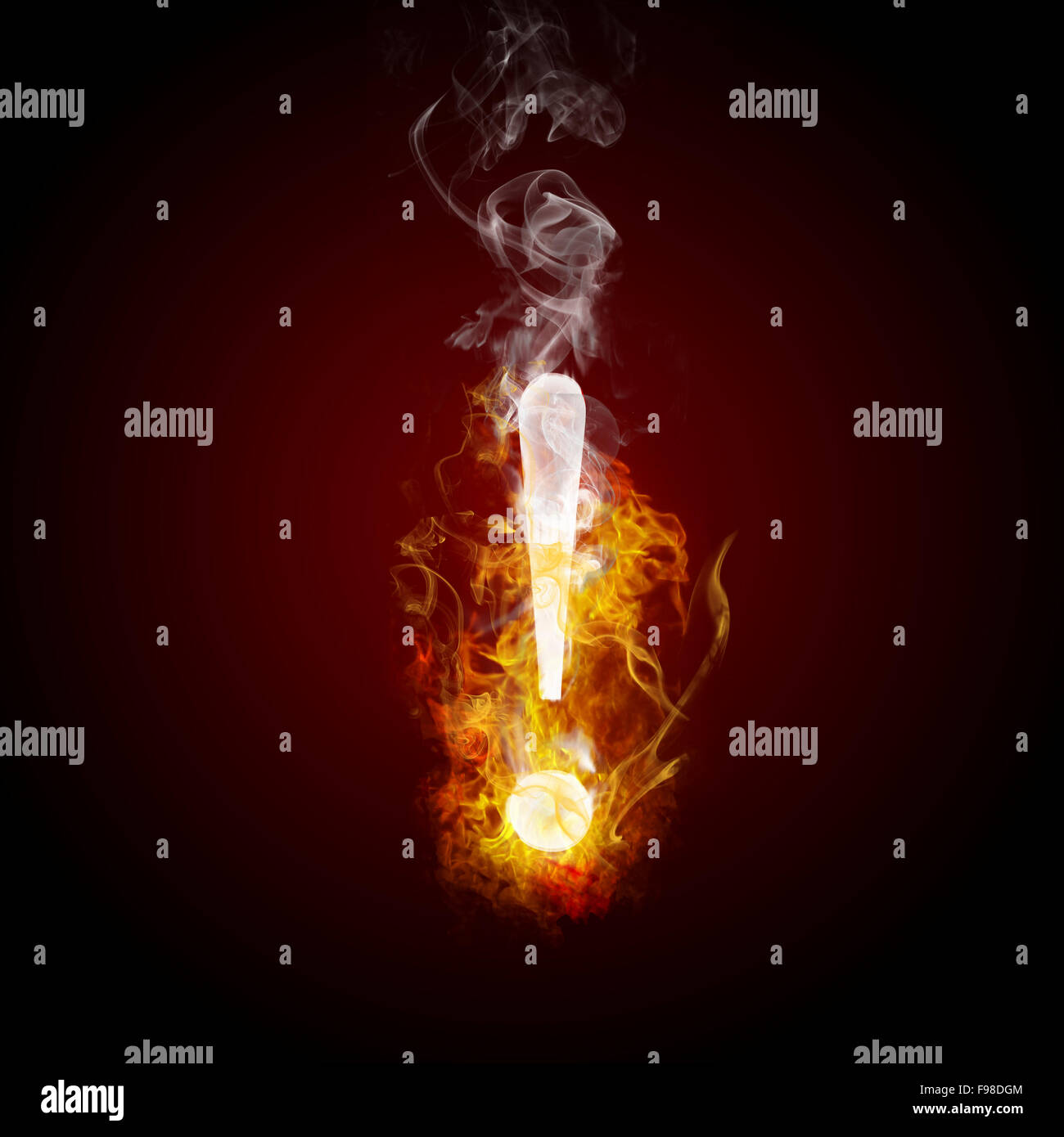 Exclamation symbol burning, fire Stock Photo - Alamy