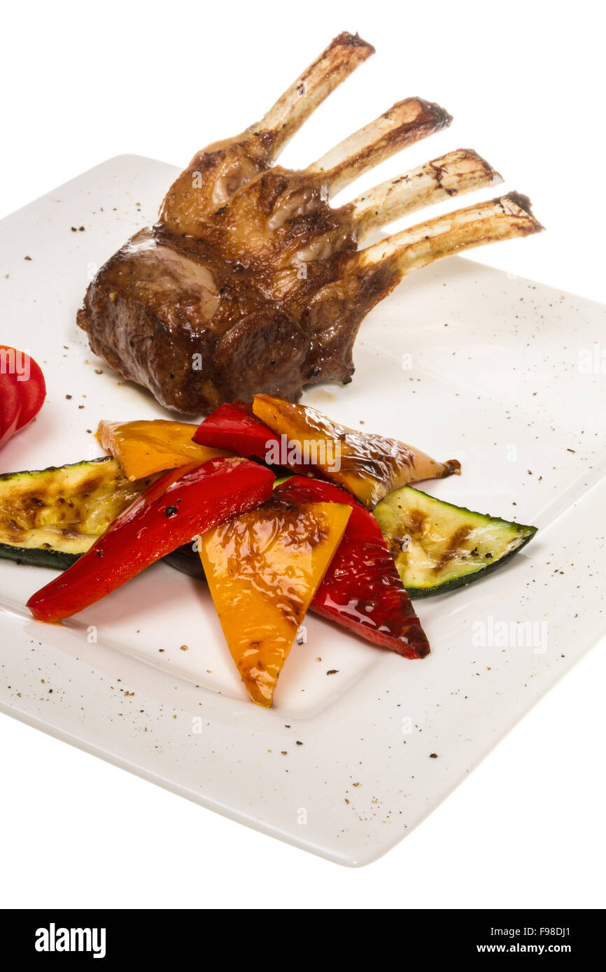 Gourmet Main Entree Course Grilled Lamb steak Stock Photo - Alamy