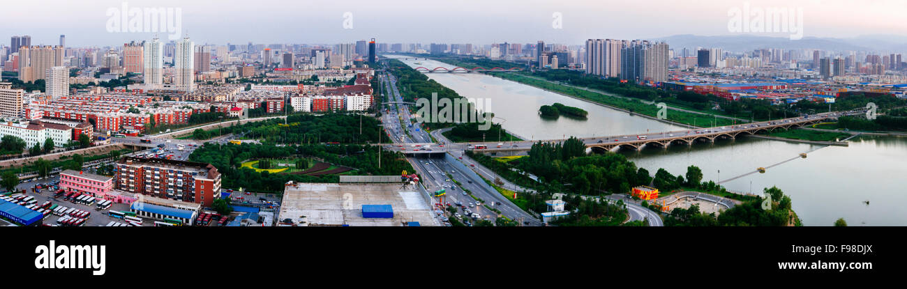 Taiyuan, Shanxi province, China - Panorama view of Taiyuan city in the ...