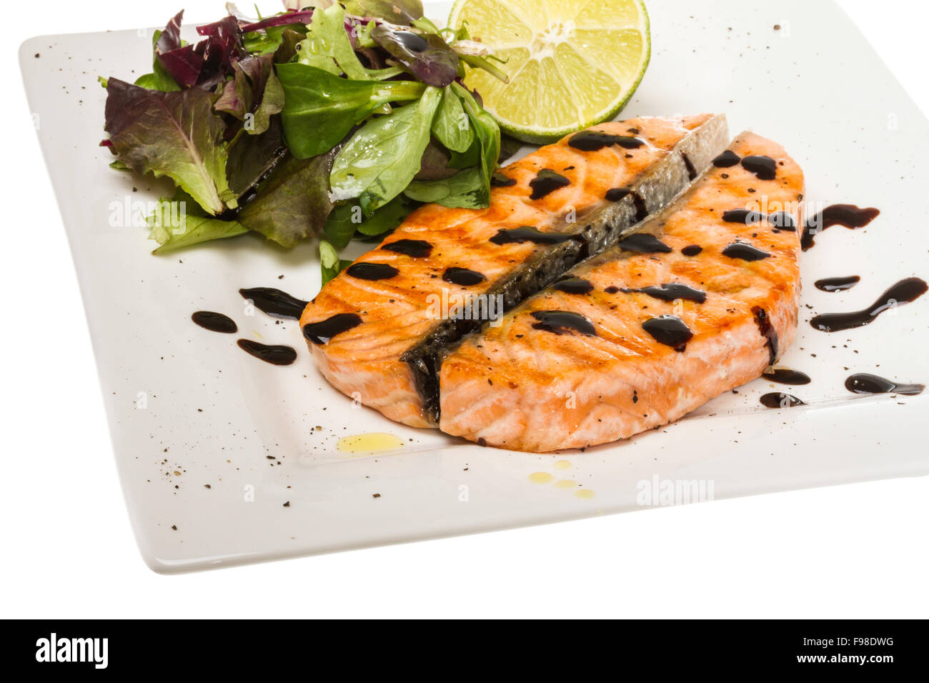 savory fish portion : roasted norwegian salmon fillet garnished with ...