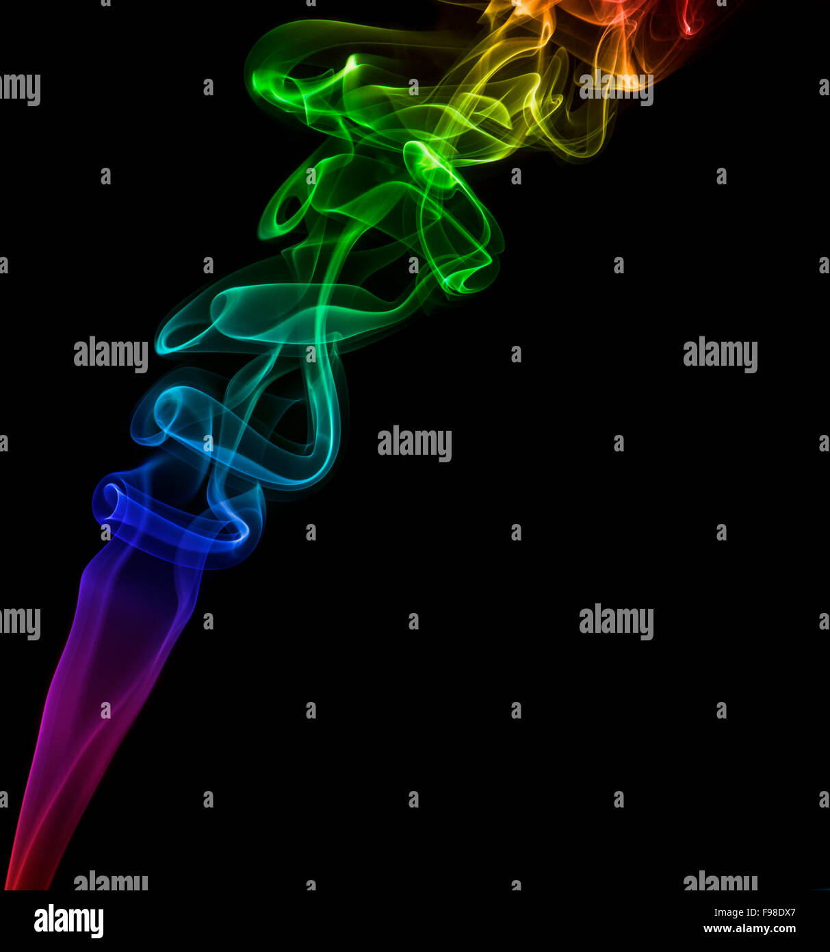 Fume of a incense stick, black background Stock Photo - Alamy