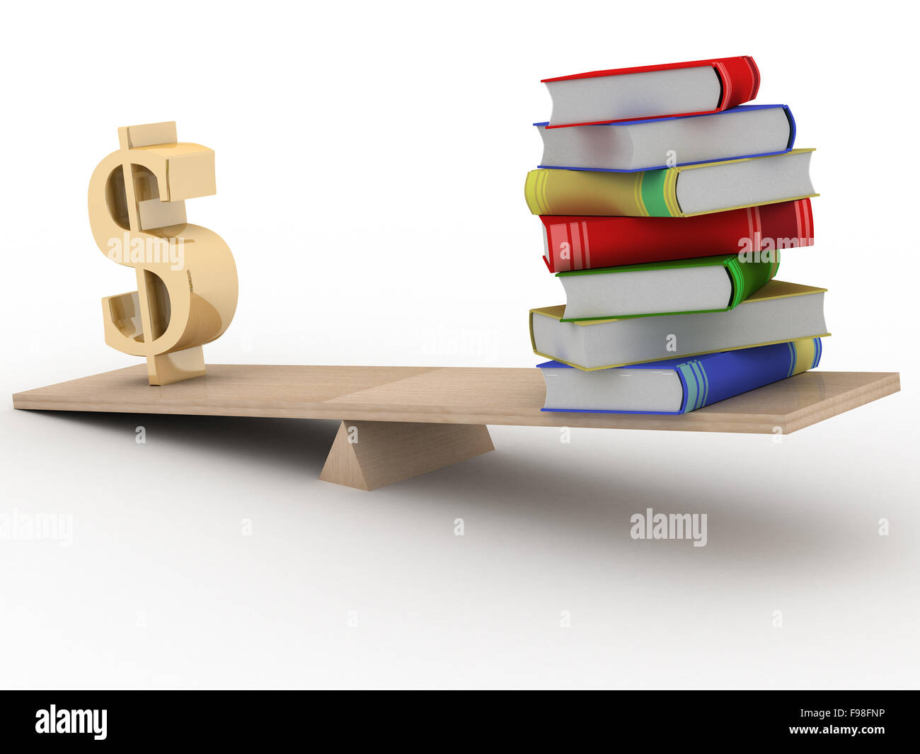 Sign dollar and the books on scales. 3D image Stock Photo - Alamy