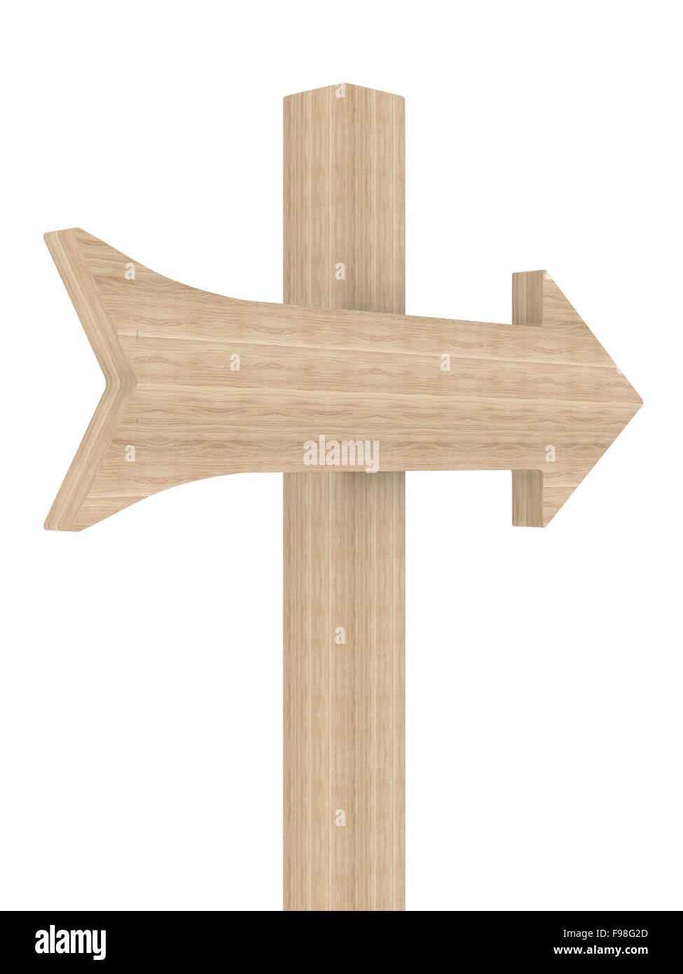Wooden directional marker on a white background. Isolated 3D image ...