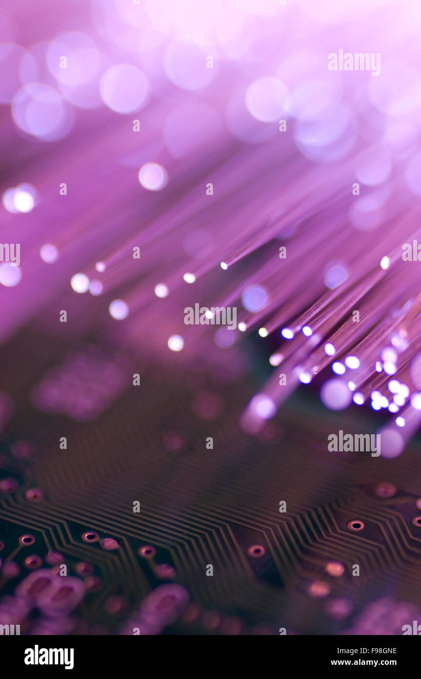 Optical fiber picture with details and light effects Stock Photo - Alamy