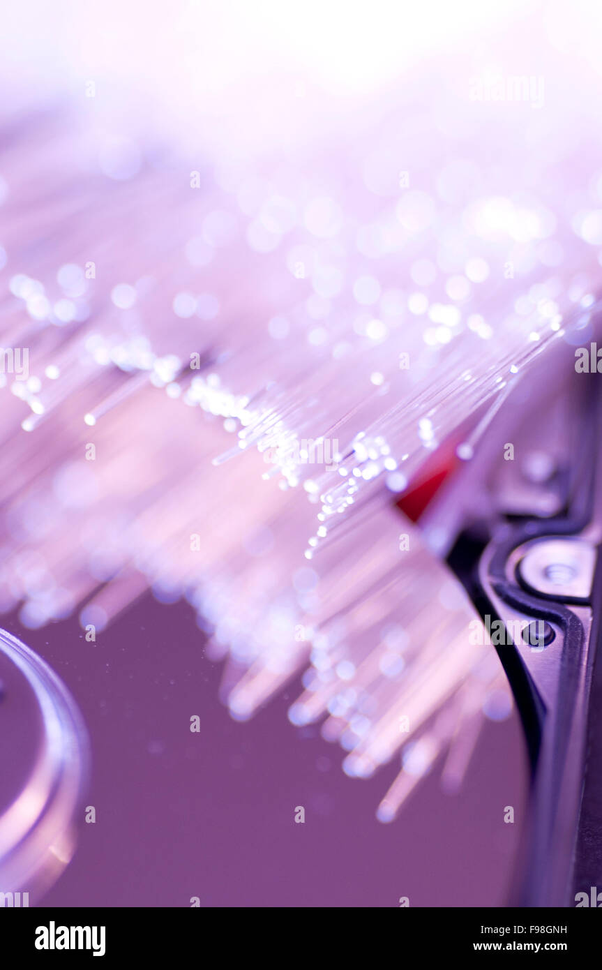 Optical fiber picture with details and light effects Stock Photo - Alamy