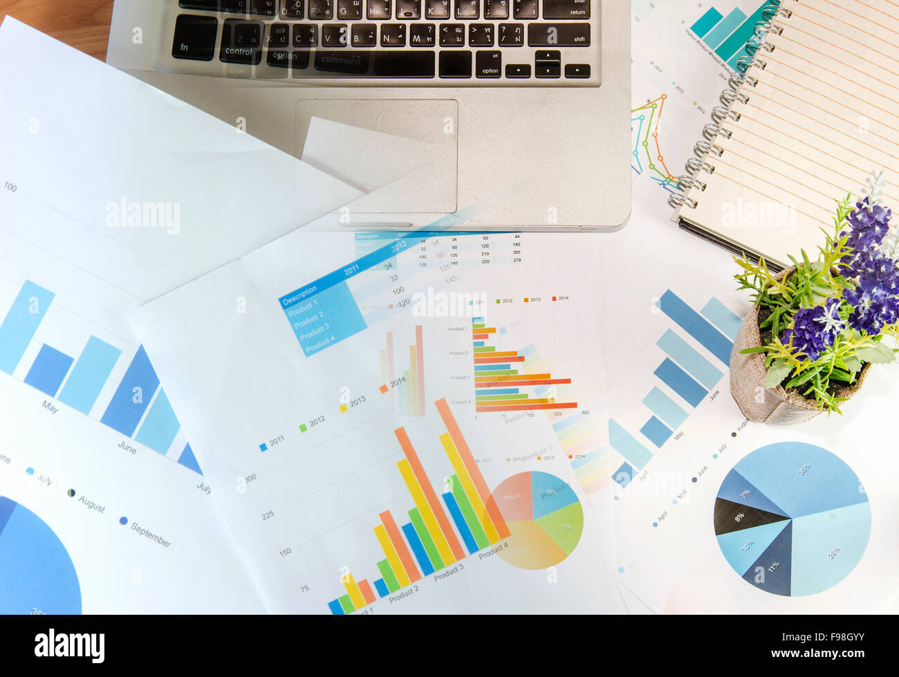 Graphs, charts, business table. The workplace of business people Stock ...