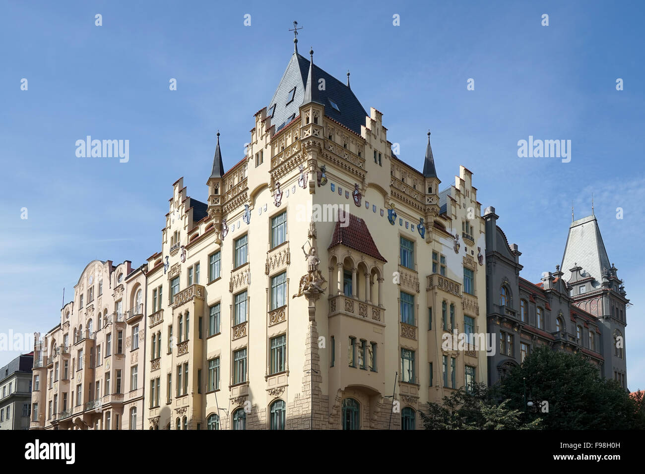 Magnificent apartment block in Siroka Street in Prague Stock Photo - Alamy