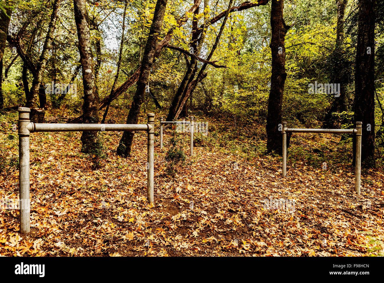 Three empty hitching rails Stock Photo - Alamy