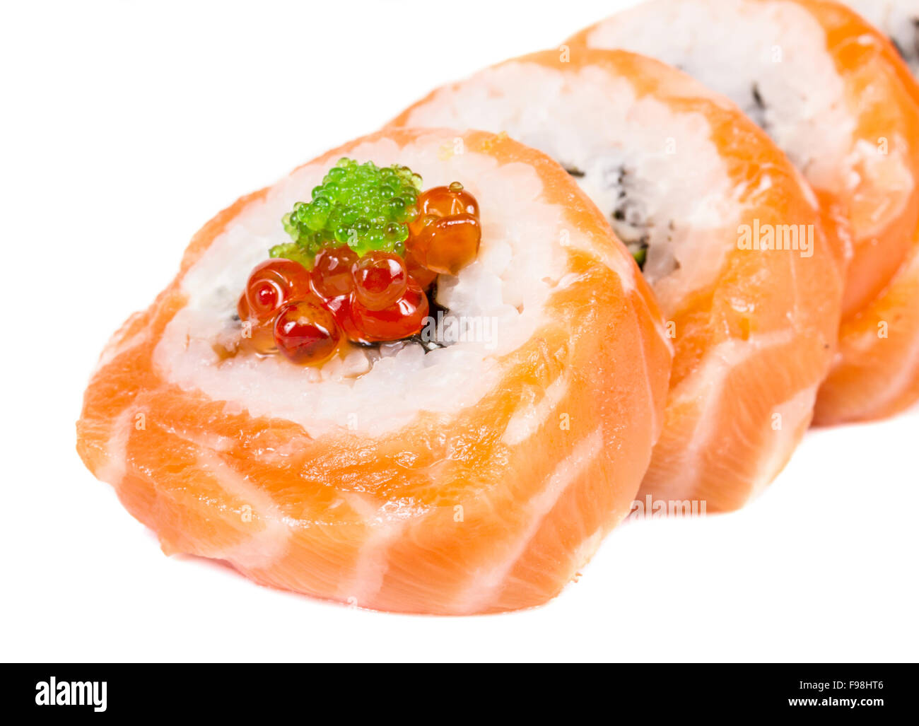 Japanese sushi traditional japanese food.Roll made of salmon, red ...