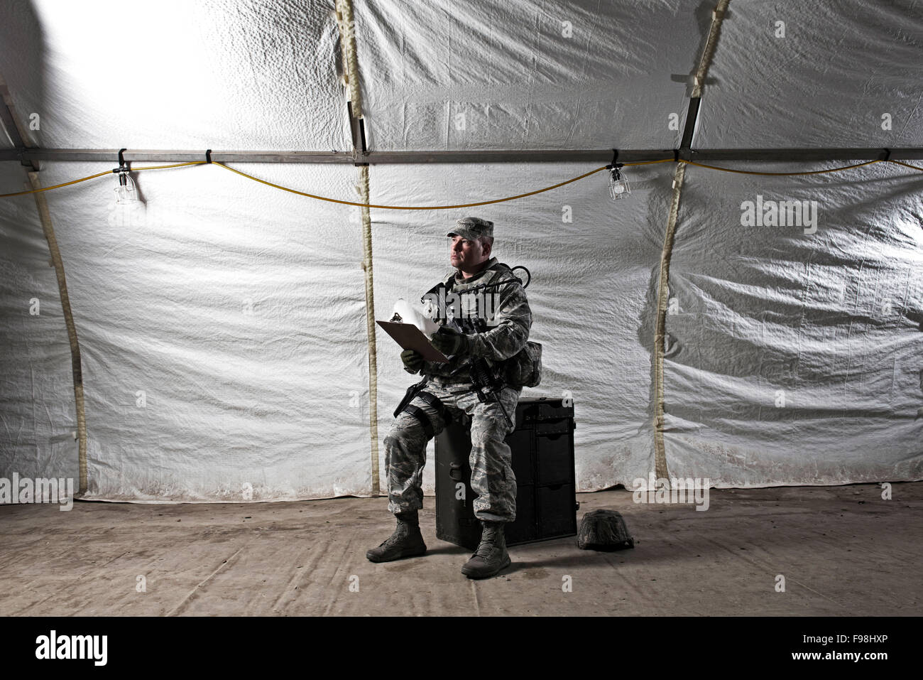 An Air Force Security Forces member gives a mission briefing during ...