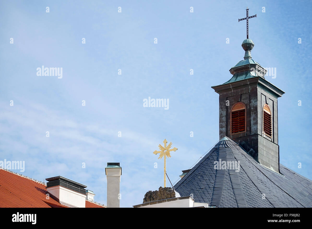 Partial view of the Holy Cross Chapel in the Castle area of Prague ...