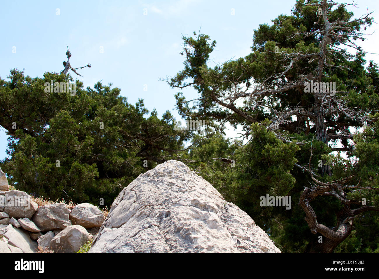 High mountain and Rocks in Greece Rhodes Stock Photo - Alamy