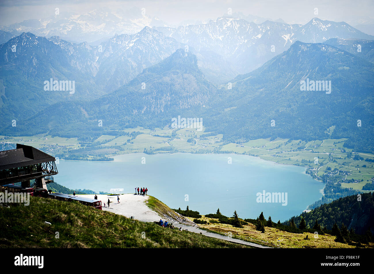 Beautiful summer Alpine town and Alpine lake view in Austria Stock ...
