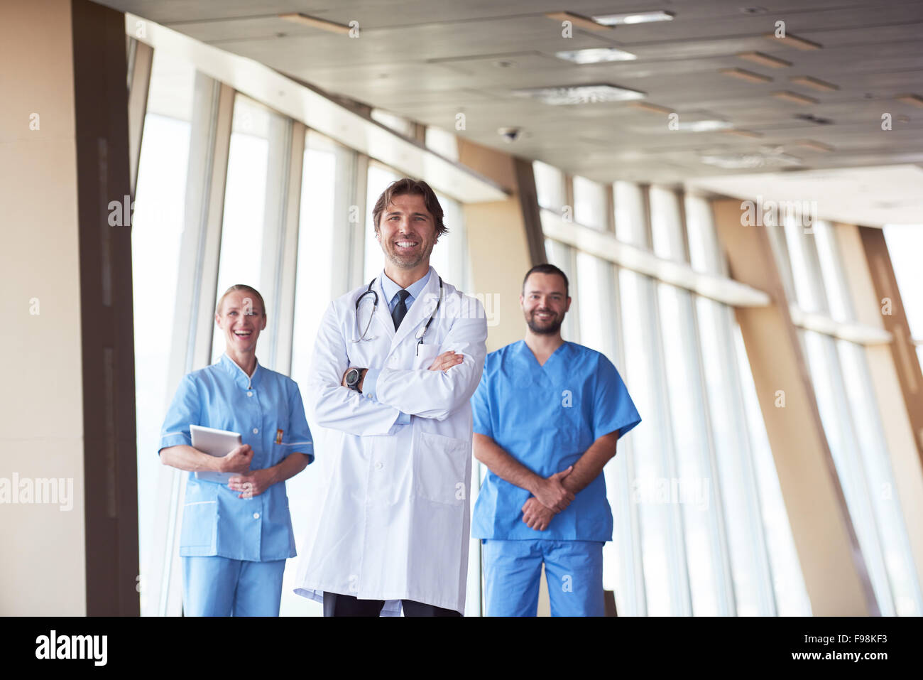 group of medical staff at hospital, doctors team standing together ...