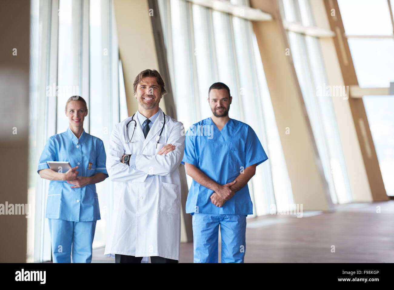 group of medical staff at hospital, doctors team standing together ...