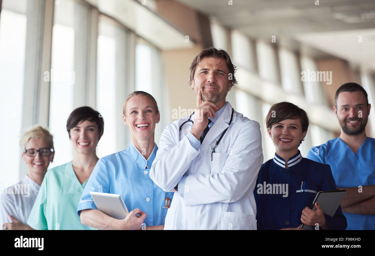 group of medical staff at hospital, doctors team standing together ...