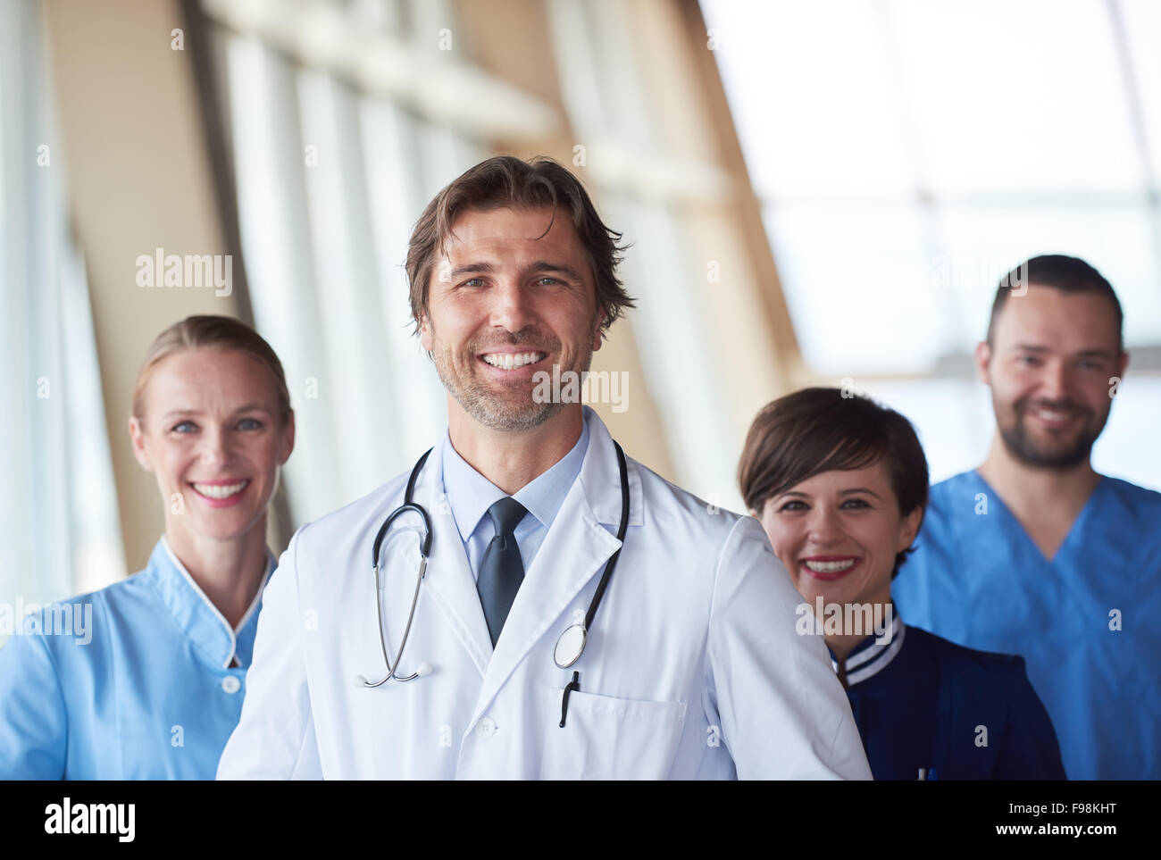 group of medical staff at hospital, doctors team standing together ...