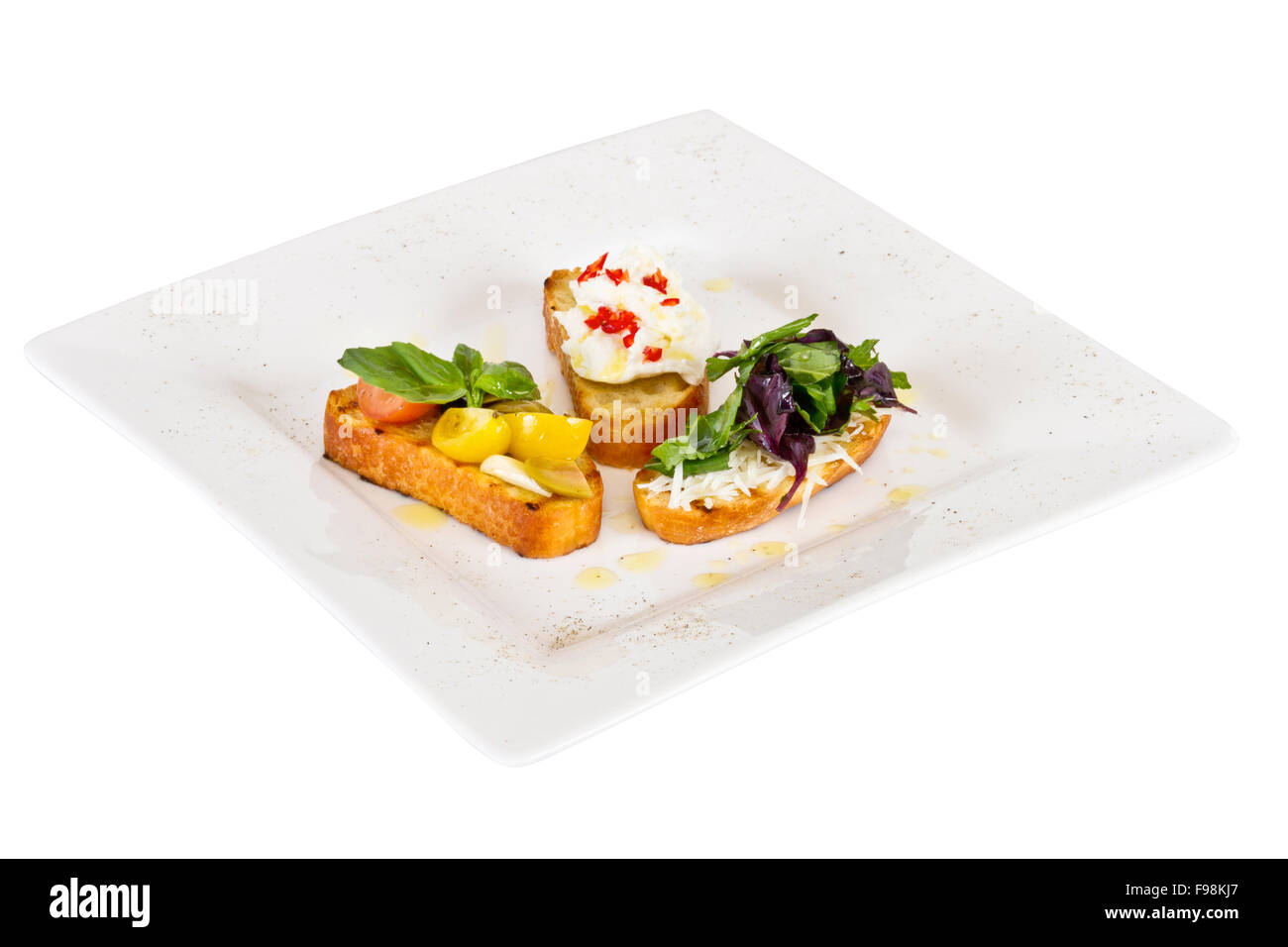 different colored Canapes on a white background Stock Photo - Alamy