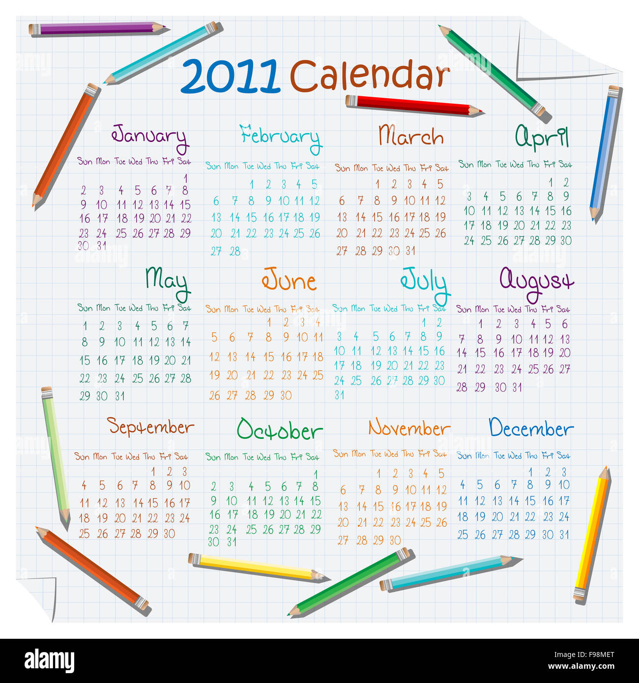 October 2011 calendar hi-res stock photography and images - Alamy