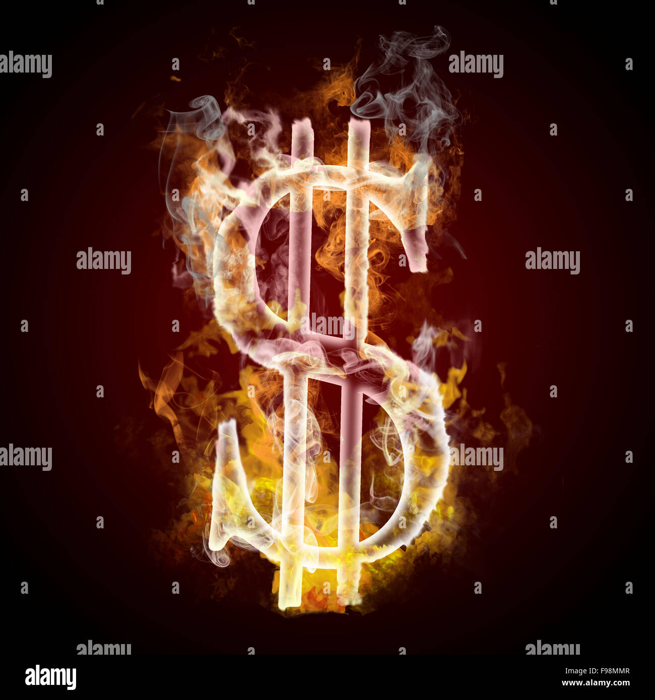 Dollar symbol burning, fire Stock Photo - Alamy