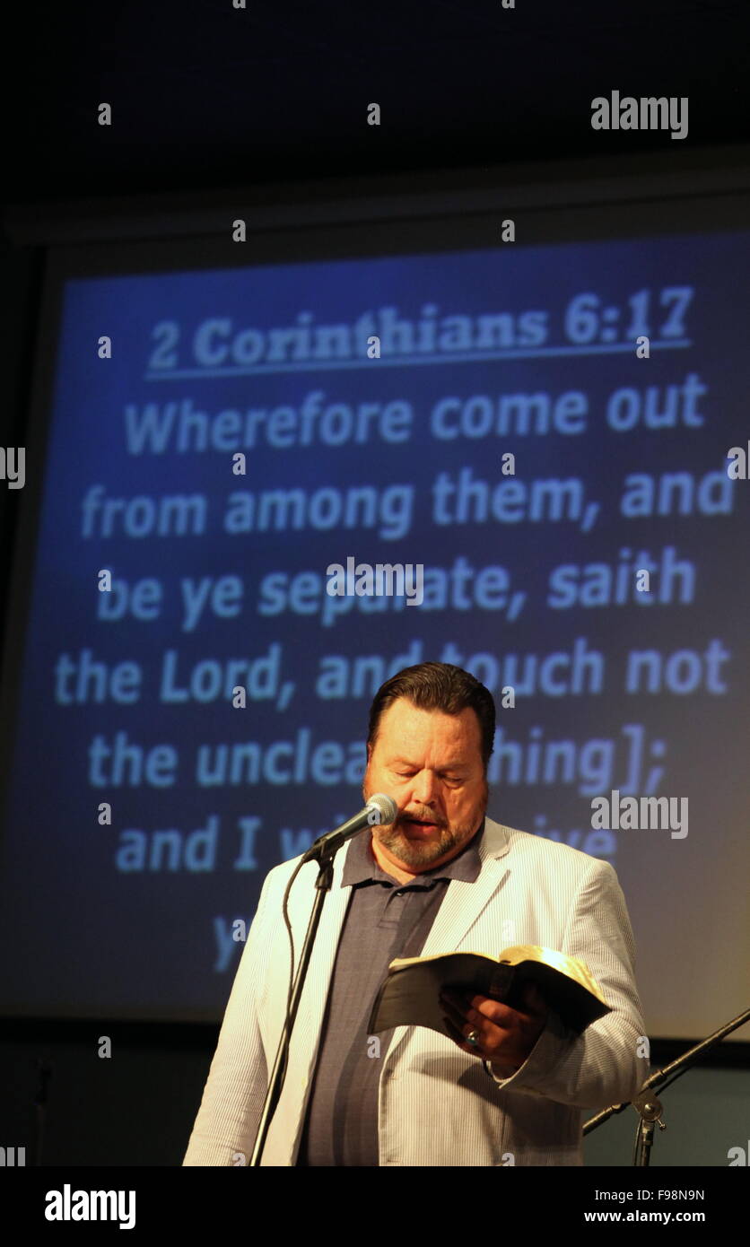 Minister preaching sermon Stock Photo - Alamy