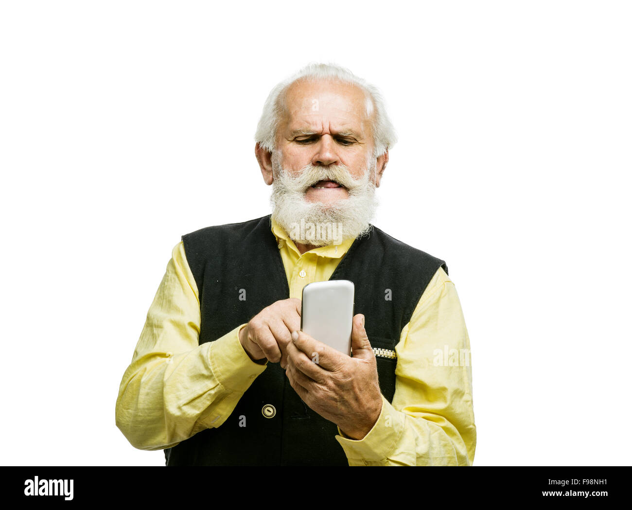 Old man with phone hi-res stock photography and images - Alamy