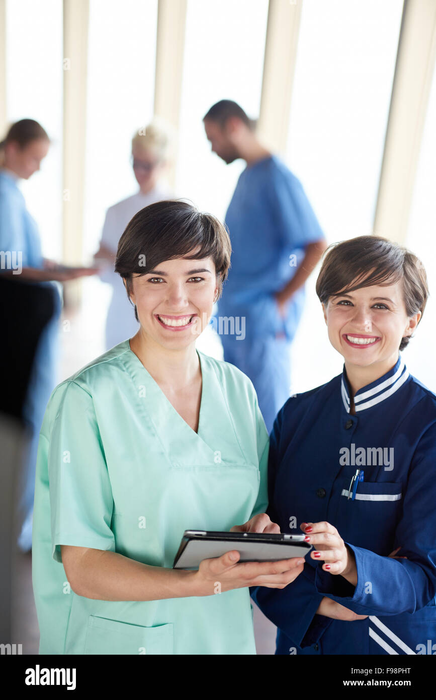 group of medical staff at hospital, doctors team standing together ...
