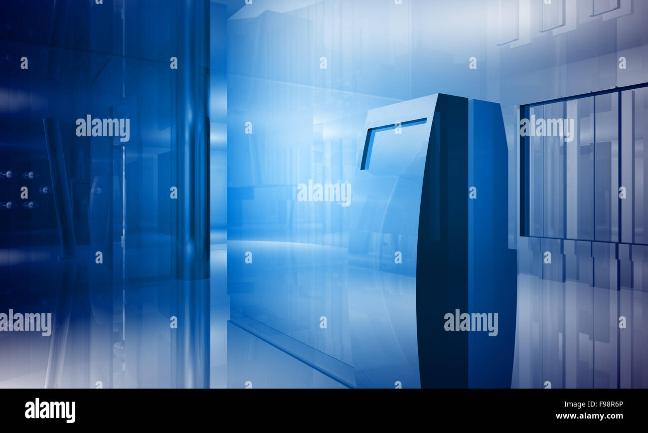 Indoor building. Office space with blue light effects Stock Photo - Alamy