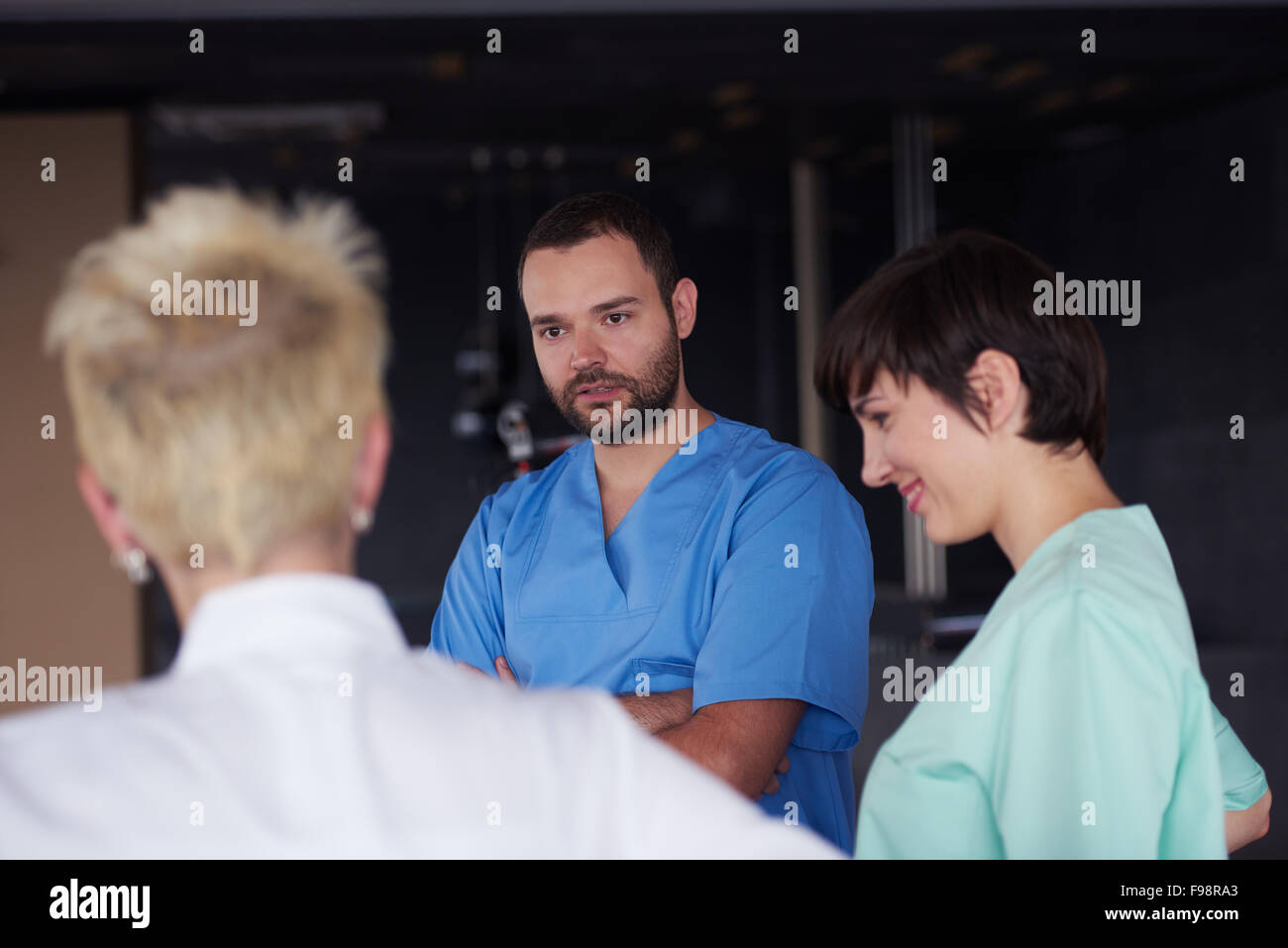 group of medical staff at hospital, doctors team standing together ...
