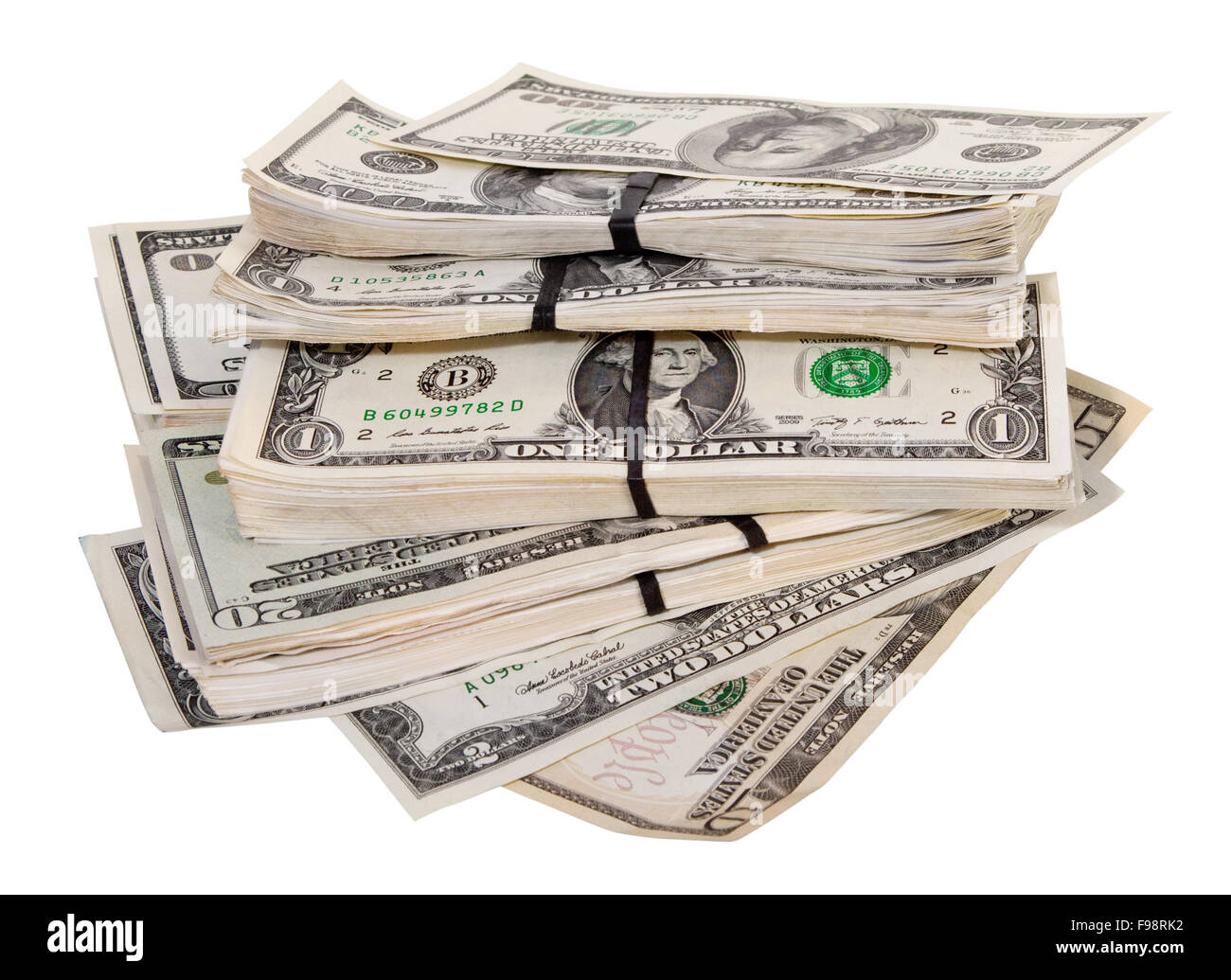 US dollars banknotes. Isolated on white background Stock Photo - Alamy