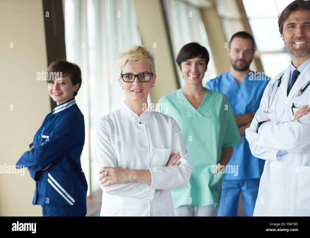group of medical staff at hospital, doctors team standing together ...