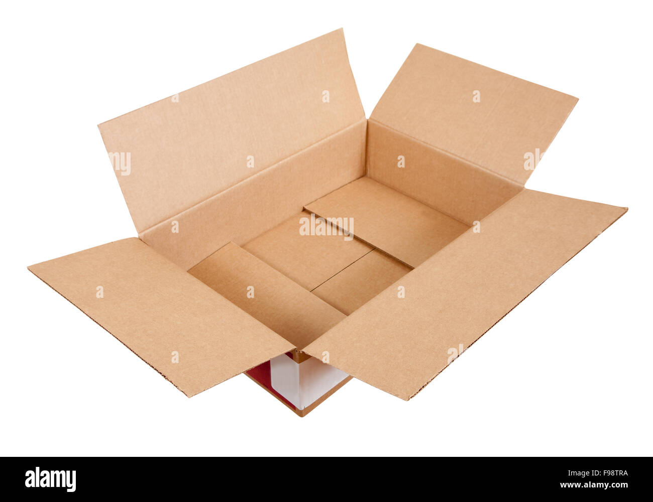 Opened cardboard box. Isolated over white background Stock Photo - Alamy