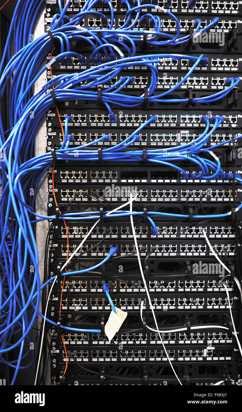 network server room routers and cables Stock Photo - Alamy