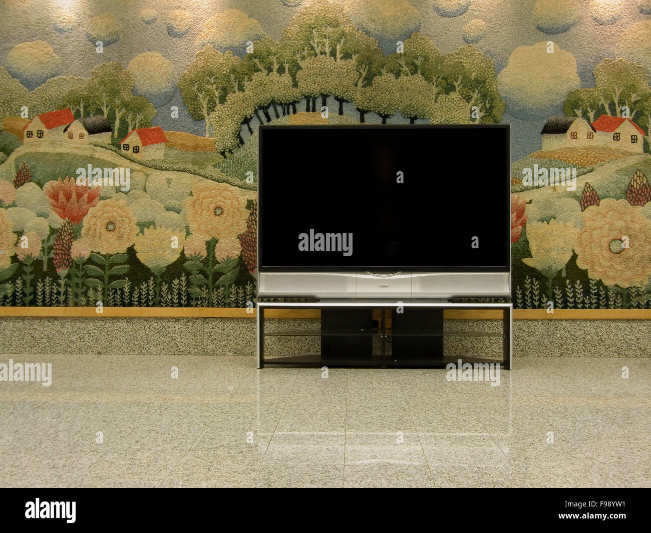 big plasma tv with empty space to write Stock Photo - Alamy