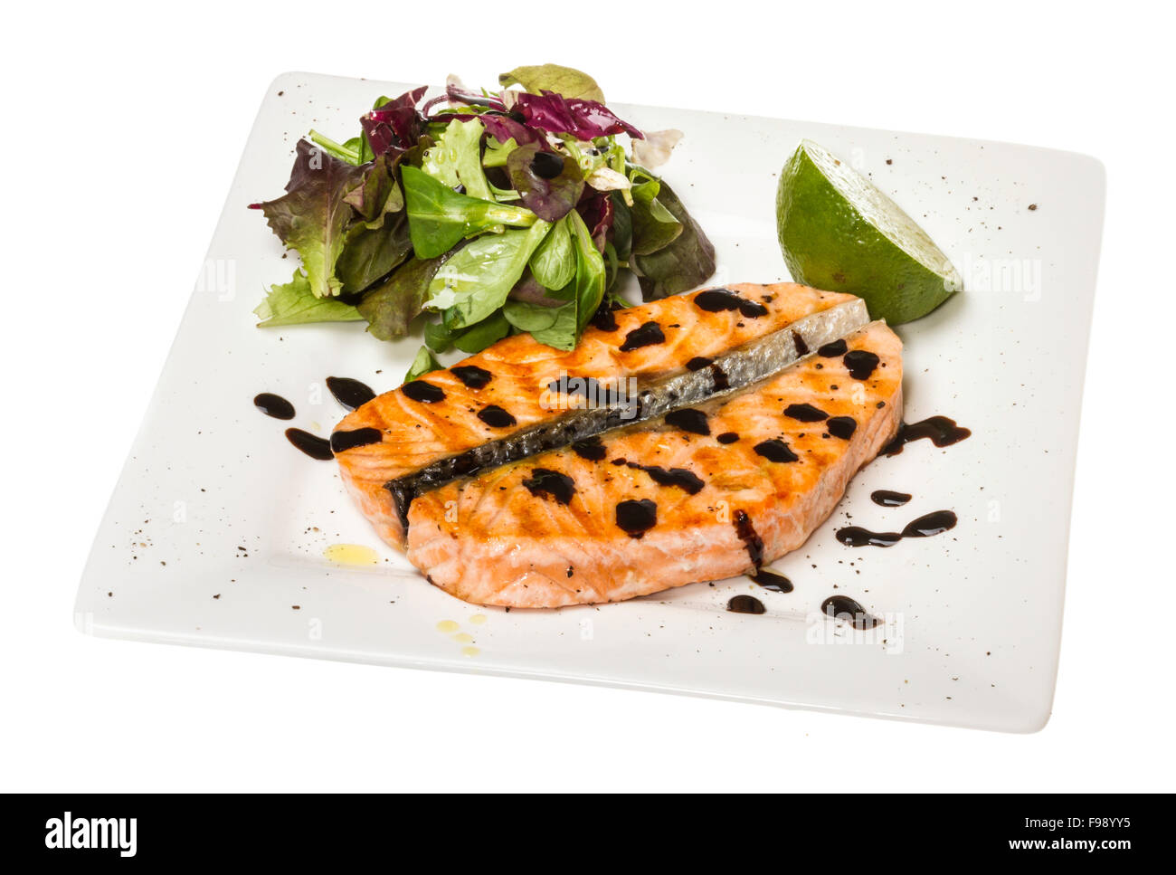 savory fish portion : roasted norwegian salmon fillet garnished with ...