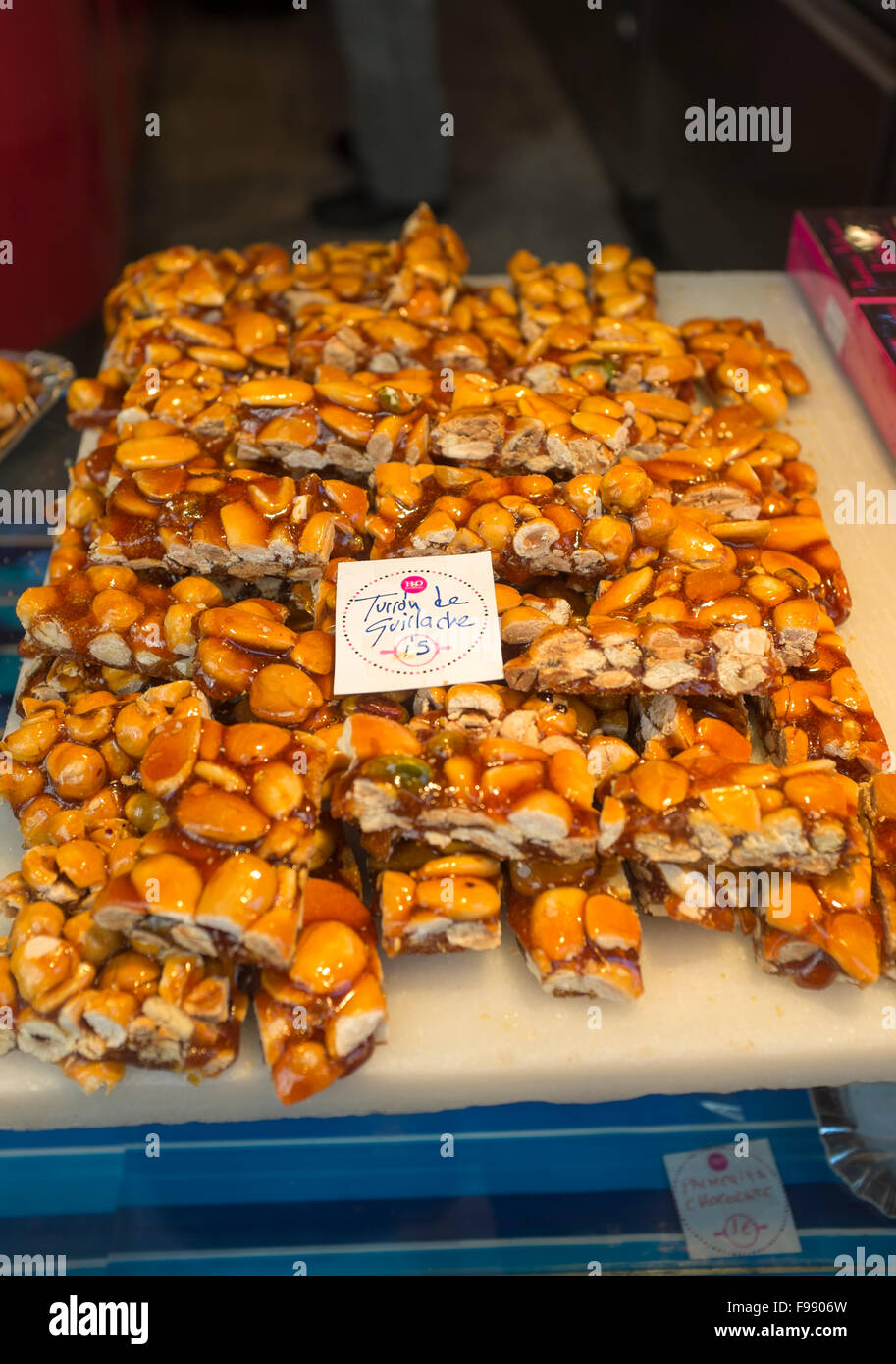 Turon de Guillache on sale Mercado San Miguel in Madrid Stock Photo - Alamy