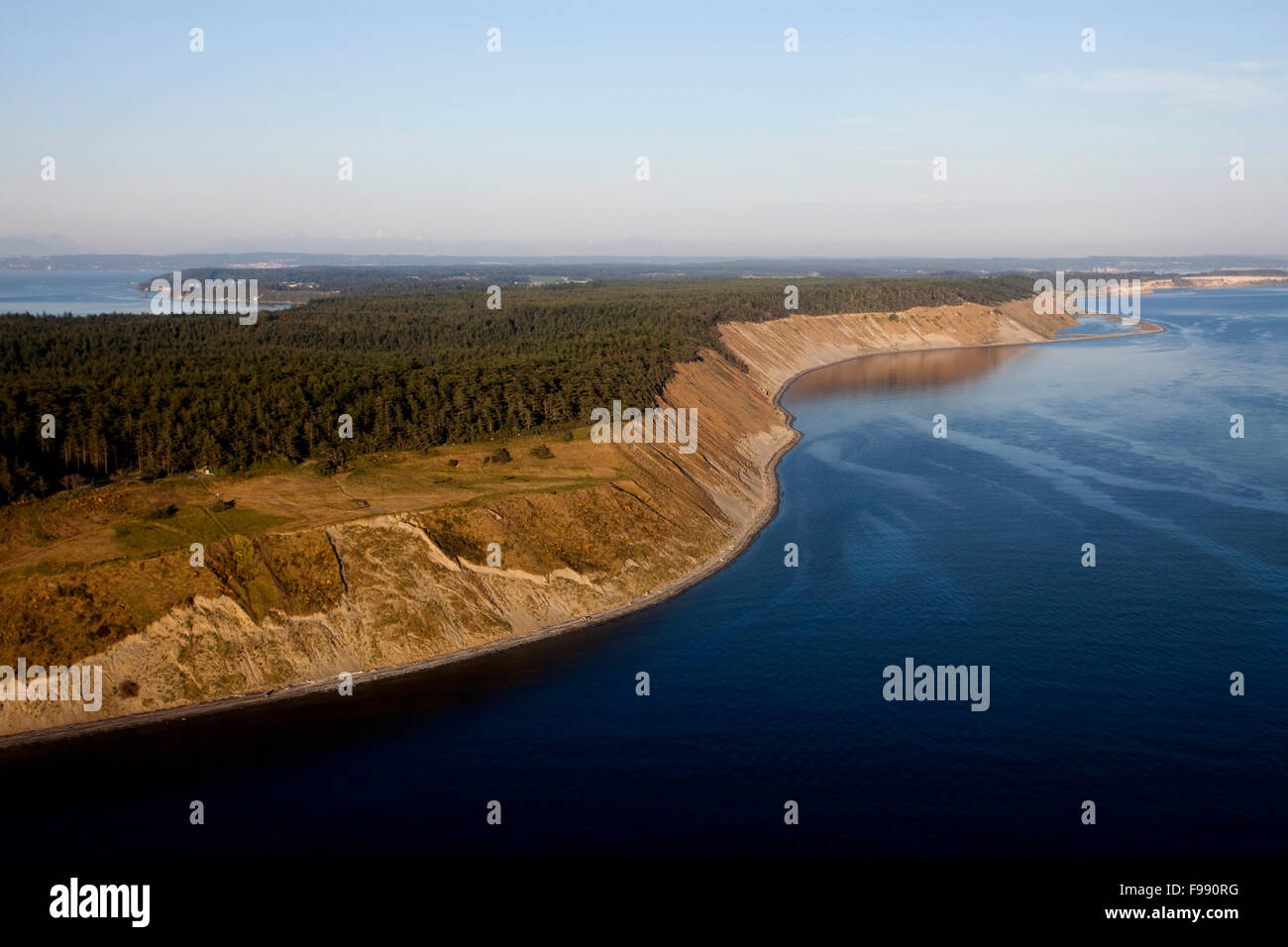 Aerial views of the many islands off the coast of Washington State at ...