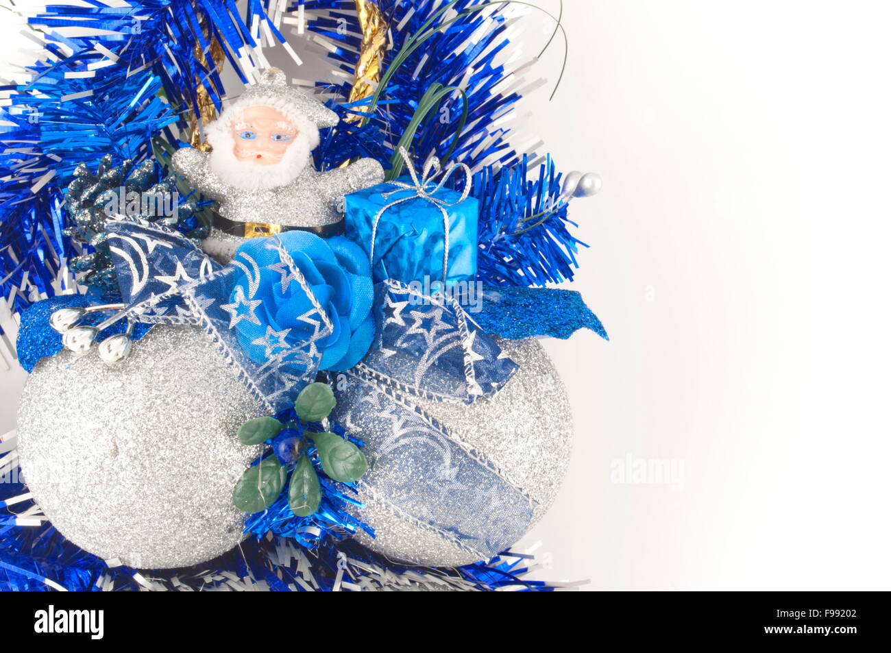 Silver christamas ball with Santa claus Stock Photo - Alamy