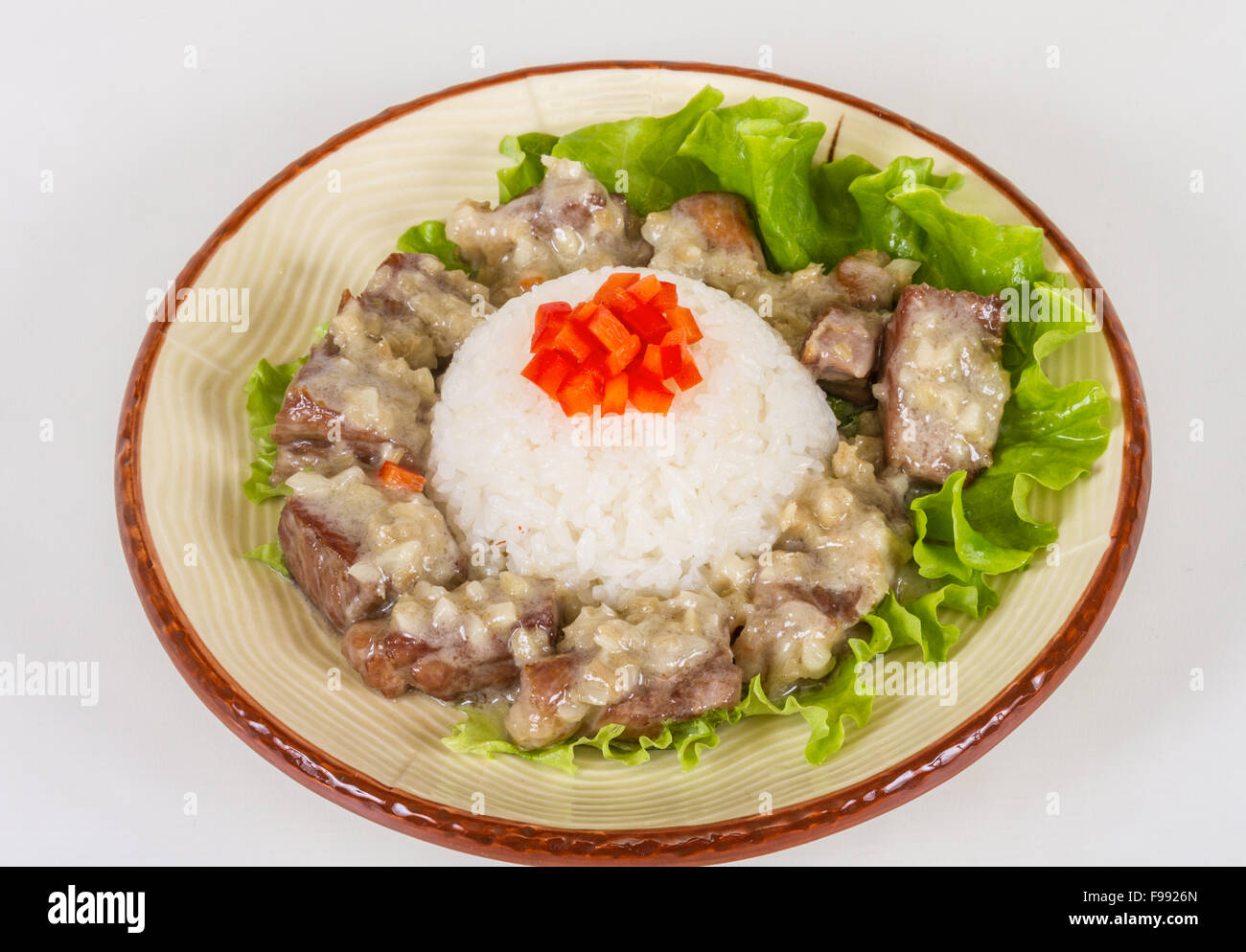 Rice and pork japanese style Stock Photo - Alamy