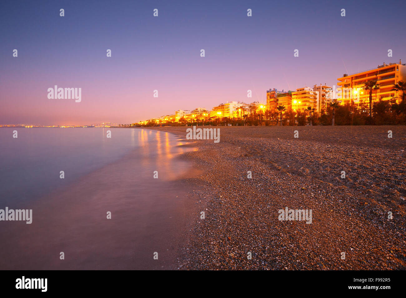 Beach in Palaio Faliro and the seafront of Athens, Greece Stock Photo ...