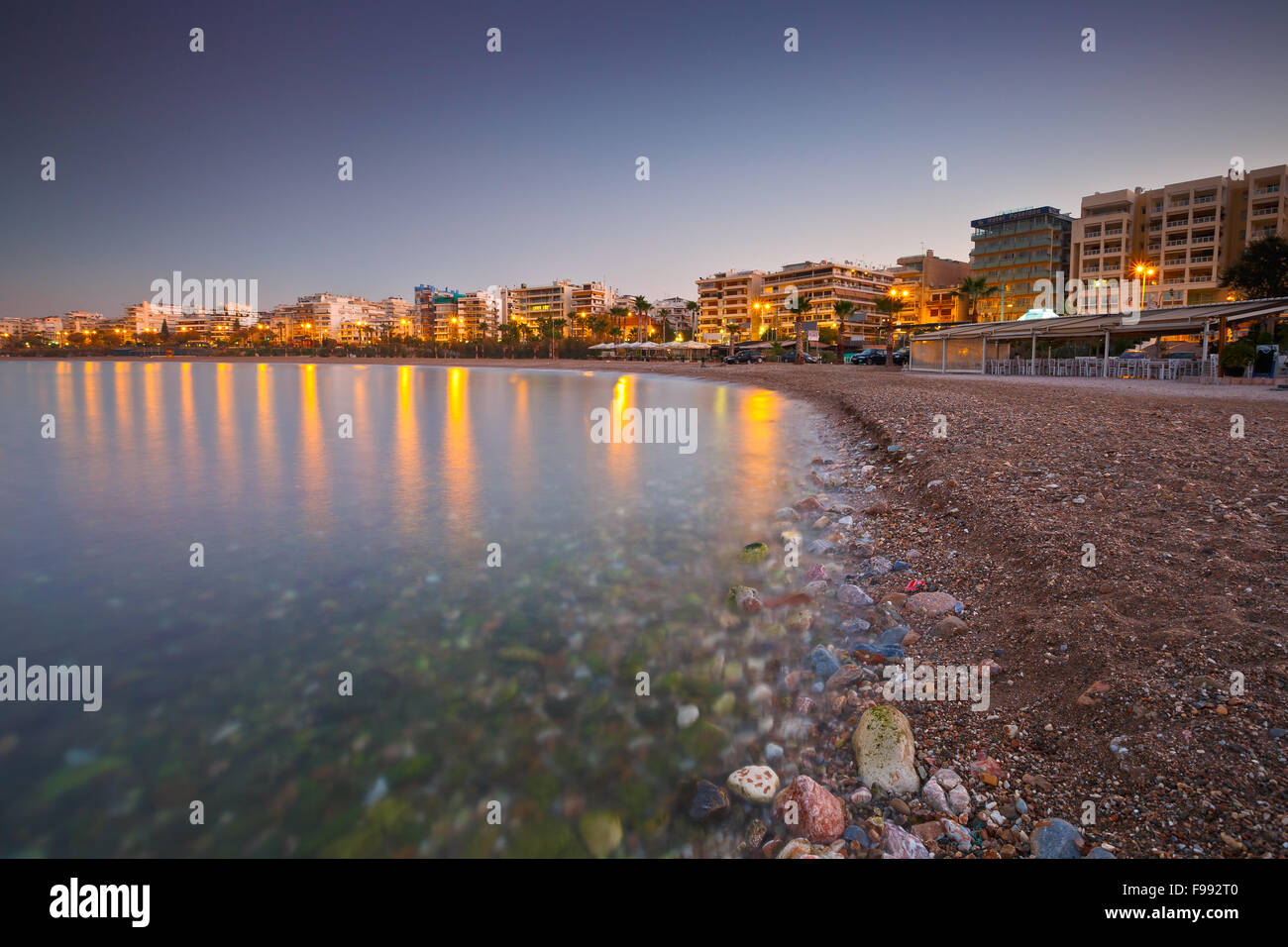 Beach in Palaio Faliro and the seafront of Athens, Greece Stock Photo ...