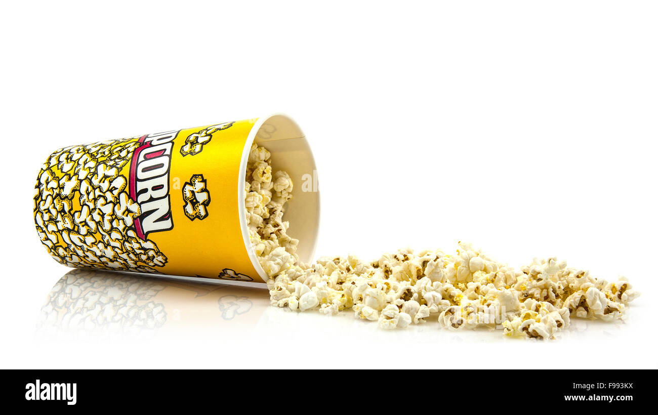 Popcorn on white background Stock Photo - Alamy