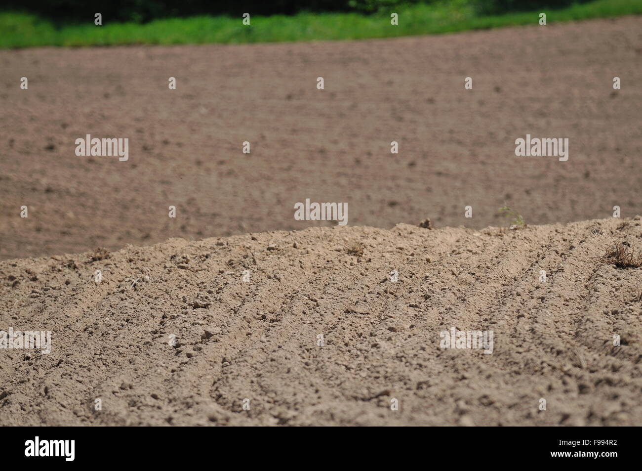 tractor trails with ground and grass background representing ...