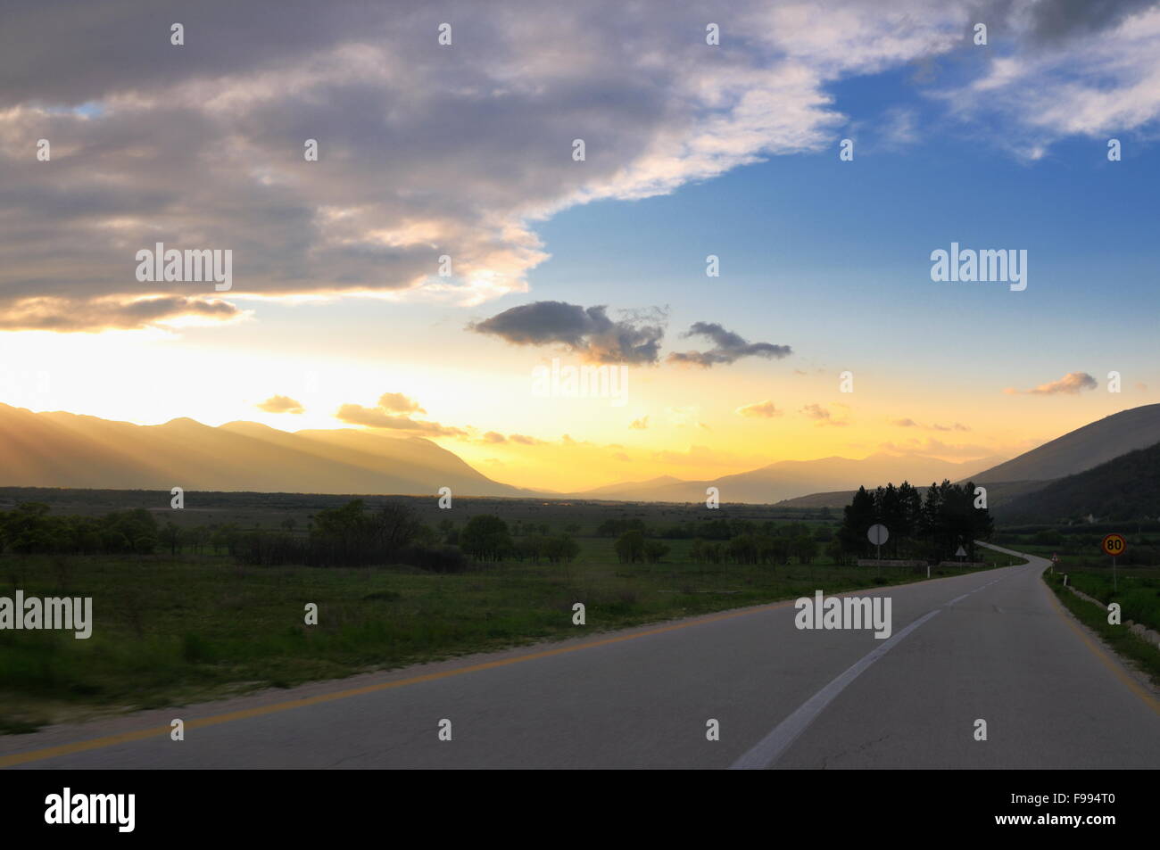 beautiful sunset in nature landscape with scenic colors Stock Photo - Alamy
